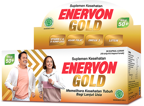 ENERVON GOLD - Vitamin C dan B serta Asam Folat, Omega 3, dan Lutein